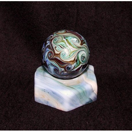 Andy Davis Glass Marble Stand w/ Mad Man Marbles-Custom Peacock Design ...